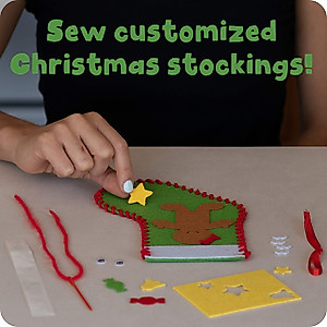 READY 2 LEARN Christmas Crafts - Create Your Own Christmas Stockings - Set of 4 - Christmas Decorations for Home - All Materials Included