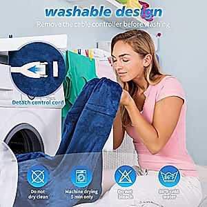 MSDUNOVR Heated Blanket, Electric Blanket Machine Washable, Extremely Soft and Comfortable Heating Blanket with 6 Heating Levels1-8 Hours Timer Auto-Off Overheating Protection (Dark Blue, 50"X60")