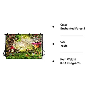 MEHOFOTO Enchanted Forest Photo Background Fairy Tale Magic Big Tree Mushroom Princess Girl Birthday Party Decorations Banner Backdrops for Photography 7x5ft