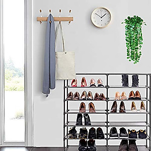 Livebest 6 Tier Shoe Rack with Water Proof Cover 50 Pairs Shoes Portable Storage Organizer Cabinet Tower Shelf Red