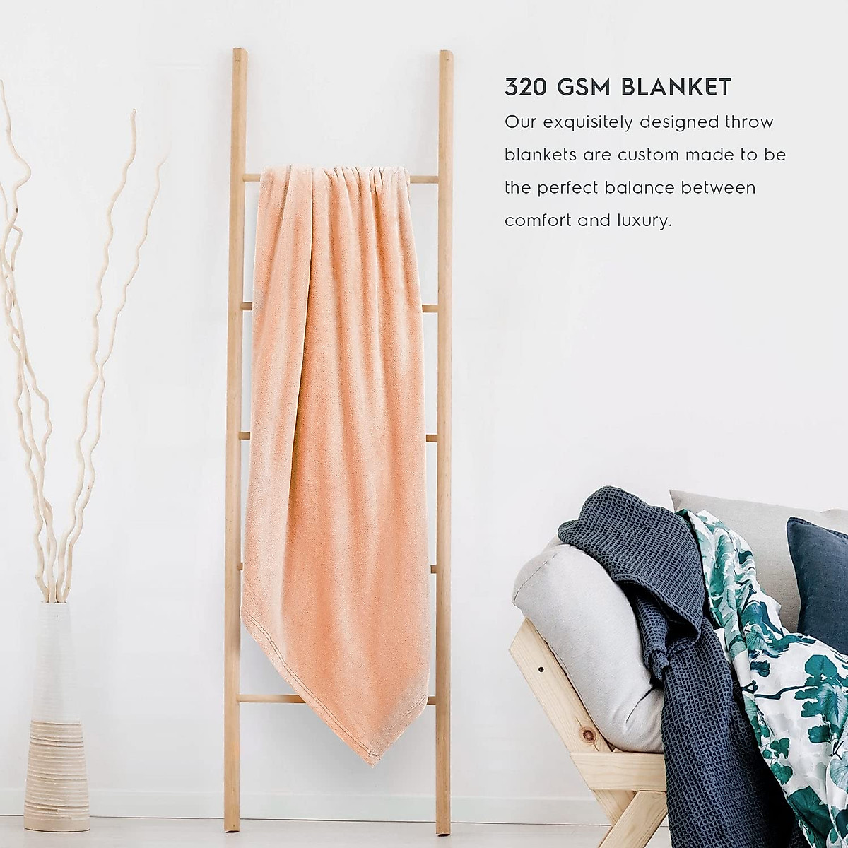 Tafts Throw Blankets - Ultra Plush 320GSM - Soft, Ultra Comfy, Fluffy and Fuzzy - Plush Blankets and Throws for Couch, Bed & Living Room - All Seasons - Blankets Twin Size - Pale Blush