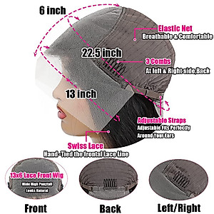 13x6 Lace Front Wigs Human Hair Pre Plucked 180 Density 26 Inch HD Body Wave Lace Front Wigs Human Hair 10A Frontal Wigs Human Hair wigs for Women Glueless Wigs Human Hair Pre Plucked Black wig