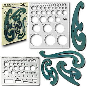 Mr. Pen French Curve and Template Ruler Set, 6 Pieces