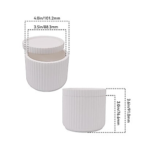 HEVSTIL Qtip Holder Dispenser with Lid Diatomite Holder Dispenser for Cotton Ball, Cotton Swab, Cotton Round Pads, Floss Picks for Bathroom Canister Storage Organization, Vanity Makeup Organizer