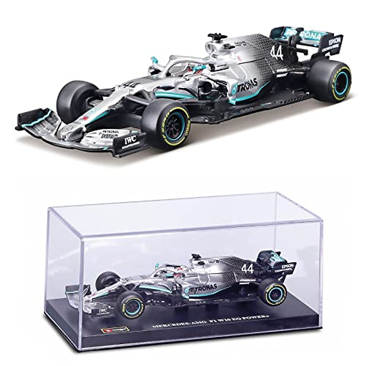 HTLNUZD Bburago 1:43 2019 F1W10#44 Lewis Hamilton F1 Formula 1/43 Petronas W10 EQ Power No.44 One Alloy Luxury Vehicle Diecast Cars Model Toy Collection Gift (Hardcover F1 W10#44)