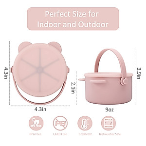 Dilovely Snack Cups for Toddlers, Baby Snack Containers, Silicone Toddler Snack Cups No Spill, Food Catcher with Lid & Bucket-like Handle, BPA Free & Dishwasher Safe, 9 Ounce Lilac