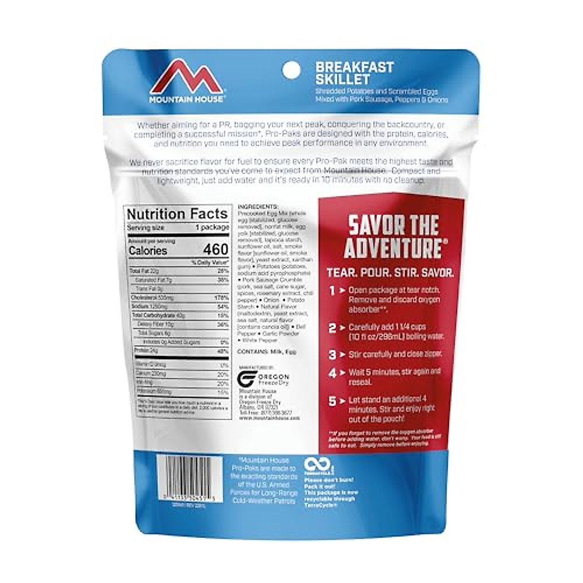 Mountain House Breakfast Skillet Pro-Pak | Freeze Dried Backpacking & Camping Food | One Serving | Gluten-Free