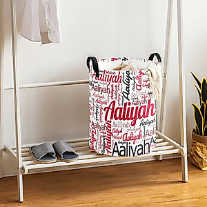 Personalized Laundry Basket Custom Name Laundry Hamper Collapsible Clothes Storage Basket With Handles Waterproof Canvas Storage Basket for Bathroom Living Room Bedroom Kids Room (Color 01)