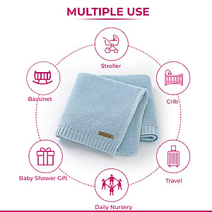 Personalized Knit Blanket Boys and Girls Embroidered Baby's with Our Luxuriously Soft and Warm Throw Super Soft Comfort and Breathable Knit Baby Blanket for Crib, Stroller, Car - 32 X 42 Inch – Grey