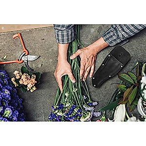 Housolution Garden Pruner Sheath, Pruner Holster, Premium PU Leather Holster Protective Case Cover Scabbard for Gardening Pruning Shears Scissor - Black