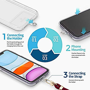 Sinjimoru Cell Phone Lanyard for Phone Case (2Packs), with Adjustable Phone Strap for Wrist Compatible with Key Holder & ID Card Holder. Sinji Strap Black