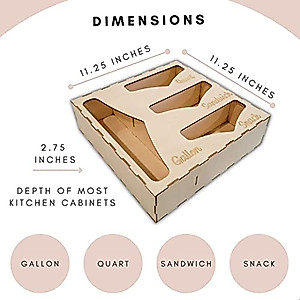 UNIQUE ORGANIZERS Ziplock Bag Storage Organizer for Kitchen Drawer and Wall Mount, Wooden Zip Lock Food Baggie Holder and Dispenser for Ziploc - ASSEMBLED