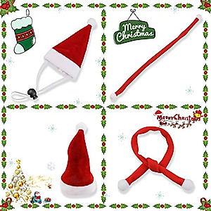 GABraden 2 Pack Christmas Chicken hat and Christmas Chicken Scarf,Adjustable Christmas Chicken Hat,Christmas Clothes for Chicks and hens (2-Red, Christmas)