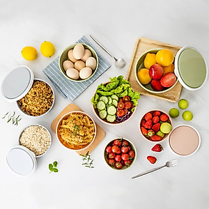 Lille Home Stackable Airtight Food Storage Containers with Lids, Set of 6, Reusable Meal Prep Containers, for Food Storage and Pantry Organization (grey)