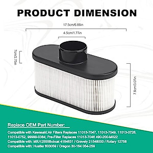 FHSJXR 11013-0752 11013-7047 Air Filter Cleaner for Kawasaki FR691V FR651V FR730V FS481V FS541V FS600V FS651V FS691V FS730V 4-Cycle Engine Replace 11013-0726 11013-7049 with Pre Filter 11013-7046
