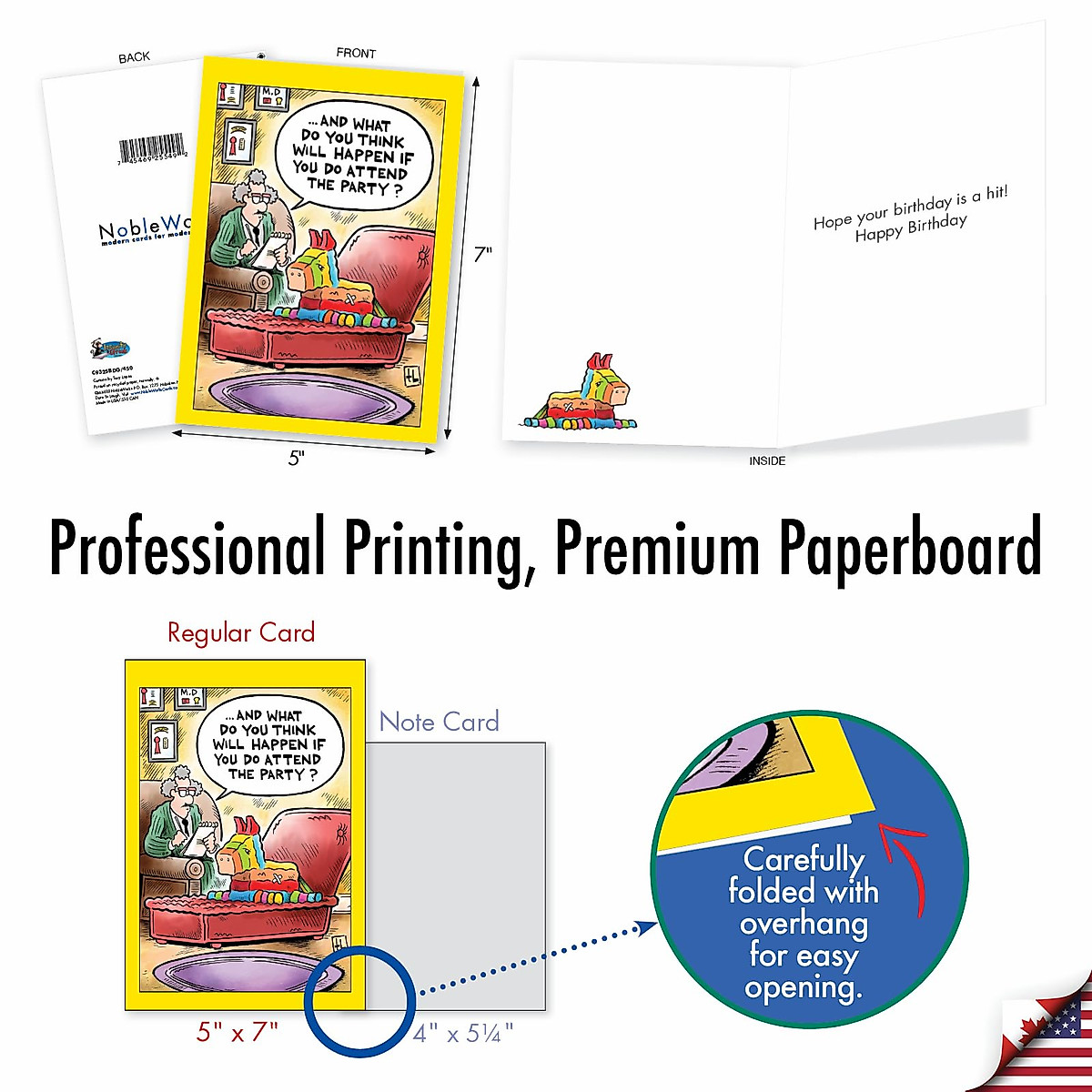 NobleWorks - 1 Funny Birthday Card Cartoons - Hilarious Comic Humor, Notecard with Envelope - Pinata Therapy C9325BDG