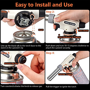 Striludo Culinary Professional Kitchen Butane Torch, Upgrade Creme Brulee Blow Torch for Cooking, Adjustable Flame with Reverse Use（Butane Gas Not Included）