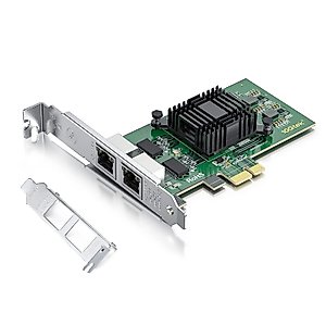 Gigabit Dual NIC with Intel 82576 Chip, 1Gb Network Card Compare to Intel E1G42ET NIC, 2 RJ45 Ports, PCI Express 2.1 X1, Ethernet Card with Low Profile for Windows/Windows Server/Linux