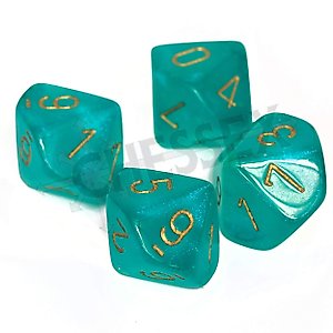 Borealis Teal/Gold Luminary Set of Ten d10s (27385)