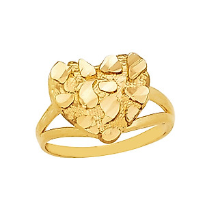 10k Gold Solid Nugget Ring Gold Heart Ring