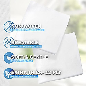 EVERLIT [Extra-Thick] 4''x4'' Sterile Gauze Pad 12-Ply, 100 Pack, Individual Wrapped, Ultra Absorbent Large Non-Woven Medical Gauze Sponges for Wound Care Home First Aid Kit