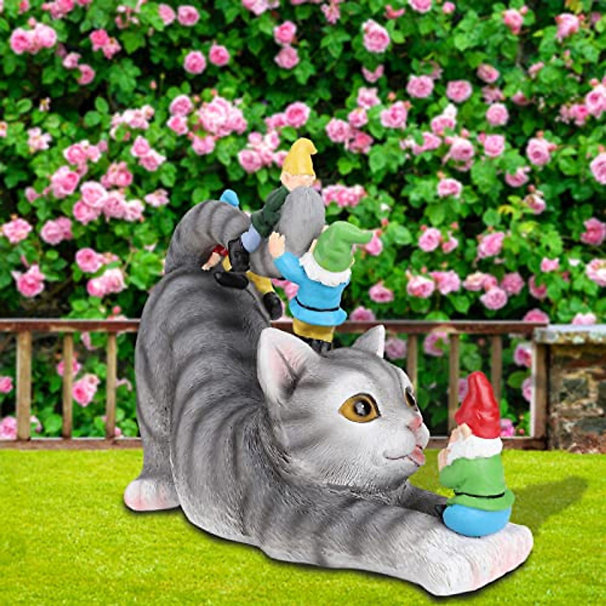 Ovewios Garden Gnome Statue Outdoor Decor - Cat Garden Gnome Statues Yard Art for Home Indoor Outdoor Patio Lawn Cat Gifts