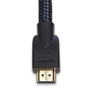 Amazon Basics Nylon-Braided 4K, 18Gbps HDMI to HDMI Cable, 25 Feet & HDMI Coupler, 29 x 22mm, Black - Pack of 2