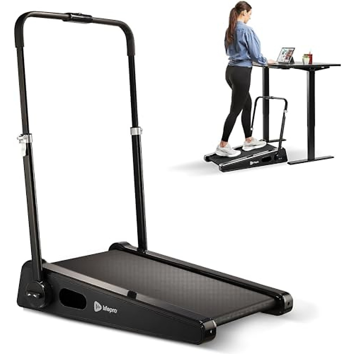 LifePro Smallest Portable Mini Walking Pad with Adjustable Handlebar - Max Speed 3 MPH, Home & Office 30 inch Mini Walking Treadmill, Under Desk Small Work Desk Compact Treadmill, 220 Lbs Max Weight