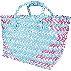 Cabilock Handmade Moroccan Basket Large Capacity French Wicker Basket Hand Woven Beach Bag Vegetables Shopping Basket with Handle Kids Toy Storage Packing Basket