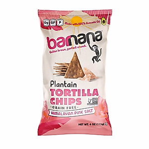 Barnana Grain-Free Plantain Tortilla Chips – Himalayan Pink Salt – 4 Ounce, 1 Pack – Gluten-Free, Corn-Free, Paleo – Golden Brown, Perfect Crunchy Snack - Made With 100% Avocado Oil