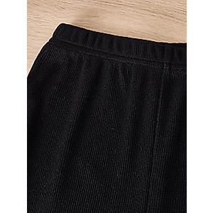 Floerns Girls 3 Piece Outfits Bell Bottom Outfit Cami Top and Flare Pants Set with Plaid Print Shirt Black and White 10Y