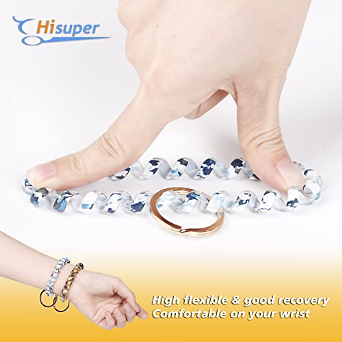 Hisuper Sauna Coil Keychain Bracelet Stretchable Wristband Wristlet Keychain Wrist Key Chain Spring Flexible Spiral Wrist Coil Key Holder Key Ring for Sauna Gym Pool Home and Outdoor Sports