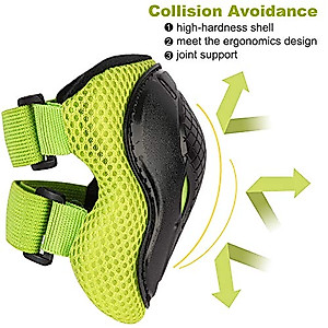 Wemfg Kids/Youth Knee Pads Elbow Pads Guards Protective Gear Set 6 in 1 with Wrist Guard and Adjustable Strap for Rollerblading Skateboard Cycling Skating Bike Scooter