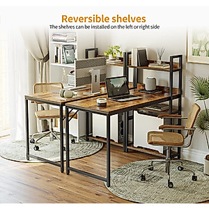 CubiCubi Computer Desk 40 inch with Storage Shelves Study Writing Table for Home Office,Modern Simple Style,Brown