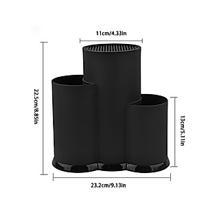 Knife Set with Block Plastic Round Knife Block Without Knives 3 in 1 Kitchen Knife Holder Space-Saving Knife Holder Detachable Knife Holders Black Home Decoration