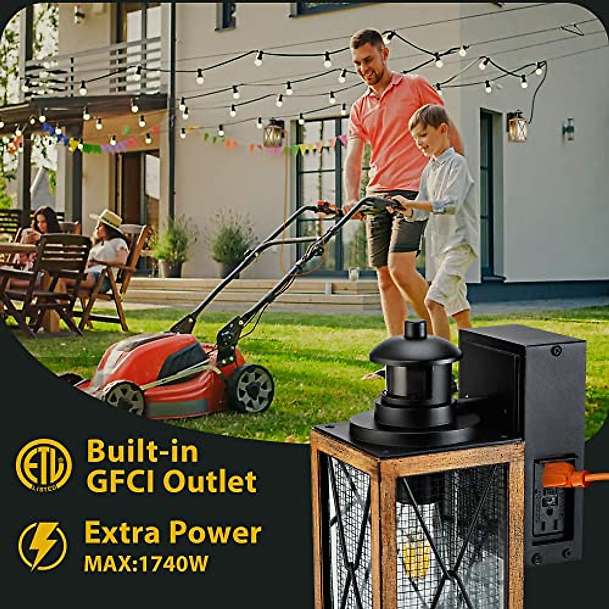 HIHUOS Porch Lights with Outlet : Motion Sensor Outdoor Light with Outlet Built in, Exterior Light Fixture Wall Mount, Anti-Rust Dusk to Dawn Wall Sconce - Outside Light for House Garage Front Patio