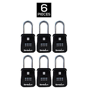 SimbaLux Combo Realtor Lockbox Quality 4 Digit Numeric Combination Real Estate Lock Box, 6-Pack