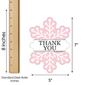 Big Dot of Happiness Pink Winter Wonderland - Shaped Thank You Cards - Holiday Snowflake Birthday Party and Baby Shower Thank You Note Cards with Envelopes - Set of 12