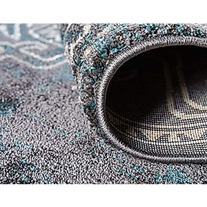 Unique Loom Aurora Collection Over-Dyed, Abstract, Botanical Southwestern, Transitional Area Rug, 2 ft x 3 ft, Gray/Ivory