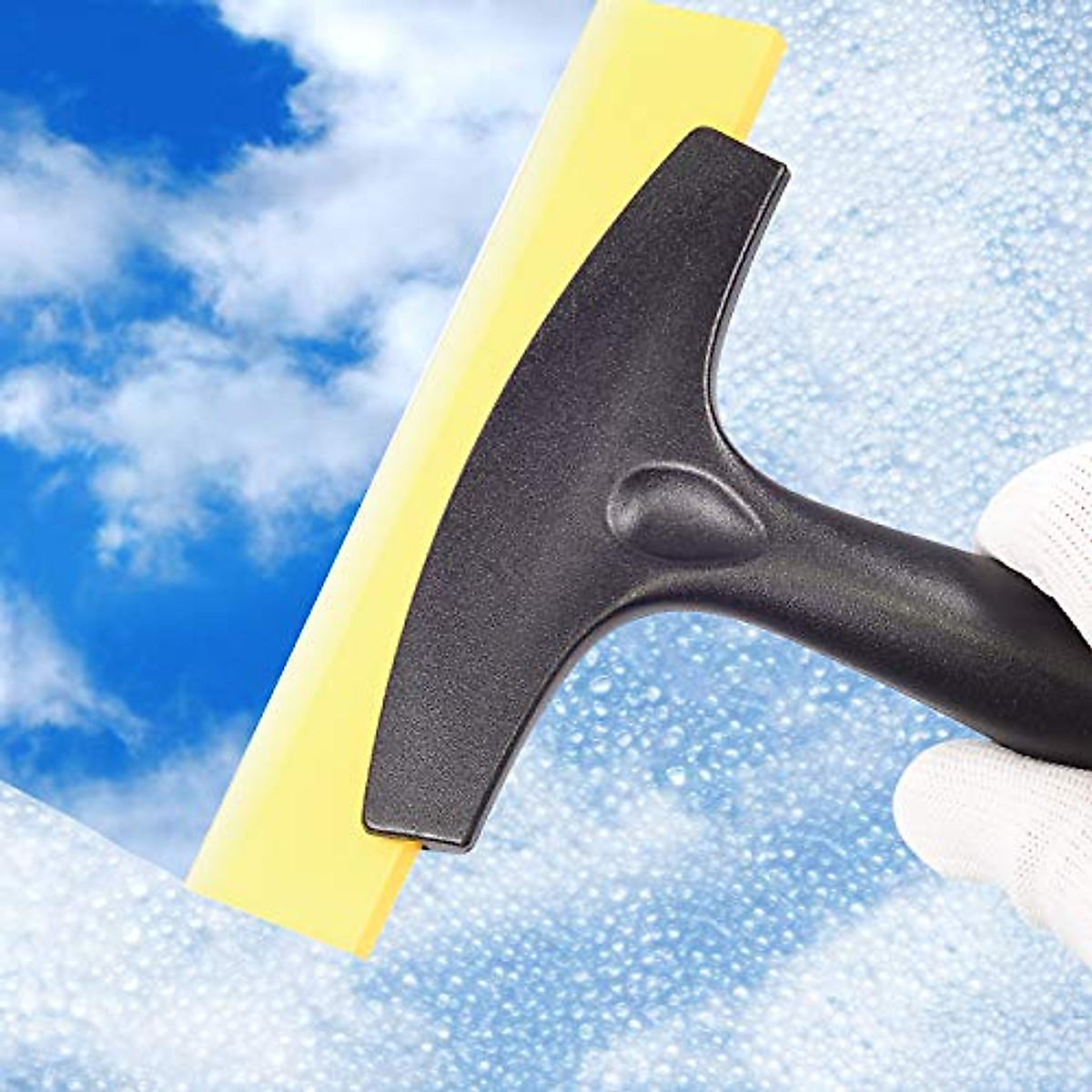 AHCHAY Car Window Rubber Squeegee, 5.5-inch Hard Water Blade Scraper for Mirror, Vinyl Wrap, Tint, Glass, Bathroom, Shower, Yellow