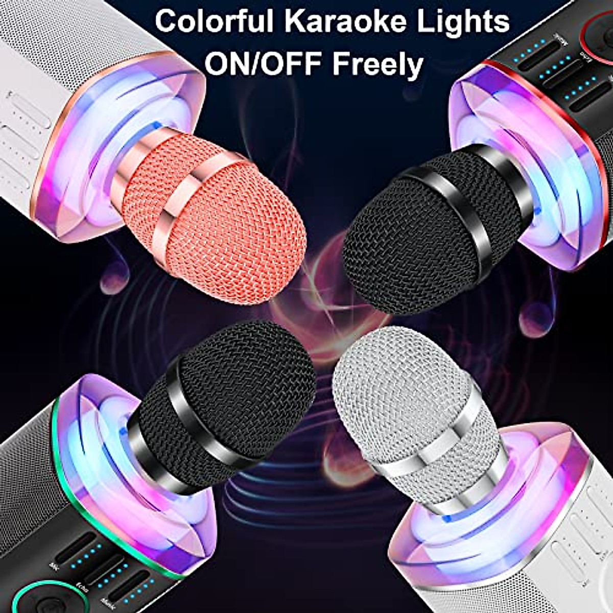 BONAOK Wireless Bluetooth Karaoke Microphone with LED Lights, Handheld Karaoke Machine with Magic Sing Recording for Kids Adults Gift Q31 (Green)
