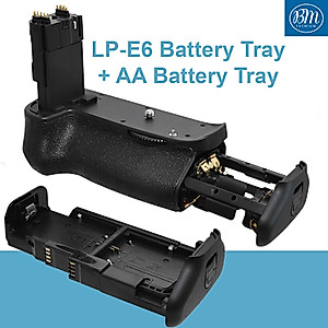Battery Grip Kit for Canon EOS 70D, EOS 80D, EOS 90D Digital SLR Camera Includes Qty 2 BM Prmeium LP-E6 Batteries + BG-E14 Replacement Battery Grip