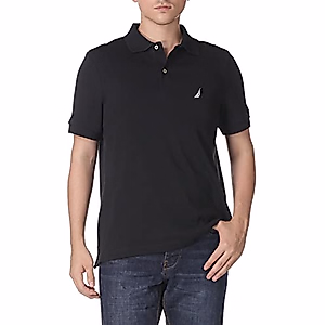 Nautica Men's Classic Fit Short Sleeve Solid Soft Cotton Polo Shirt, True Black, XX-Large