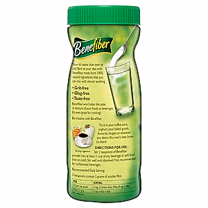 Benefiber Taste-Free, Sugar-Free Fiber Supplement Powder for Digestive Health 74 Servings 261g