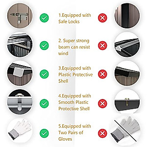 UDPATIO Outdoor Storage Shed 8x6 FT, Metal Garden Shed for Bike, Garbage Can, Tool, Lawnmower, Outside Sheds & Outdoor Storage Galvanized Steel with Lockable Door for Backyard, Patio, Lawn, Brown