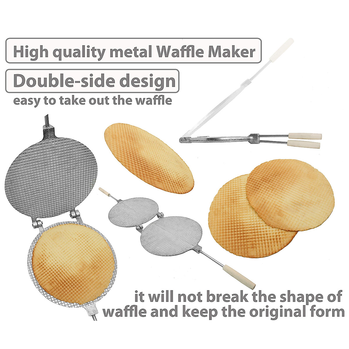 Waffle Maker - Waffle Cone Maker - Krumkake Iron - Wafer Maker - Waffle Makers - Waffle Cone Maker Machine - Stroopwafel Maker - Ice Cream Cone Maker - Wafer Iron - Stroopwafel Iron - Вафельница