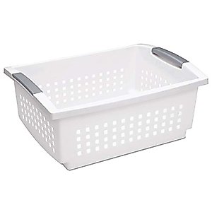 Sterilite 16648006 Stacking Plastic Basket, Large, White