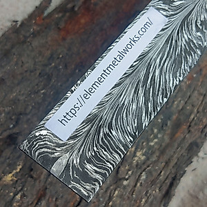 Element Metal Works DAMASCUS STEEL CUSTOM HAND MADE FEATHER PATTERN BLANK BILLET 20" FOR KNIFE MAKING