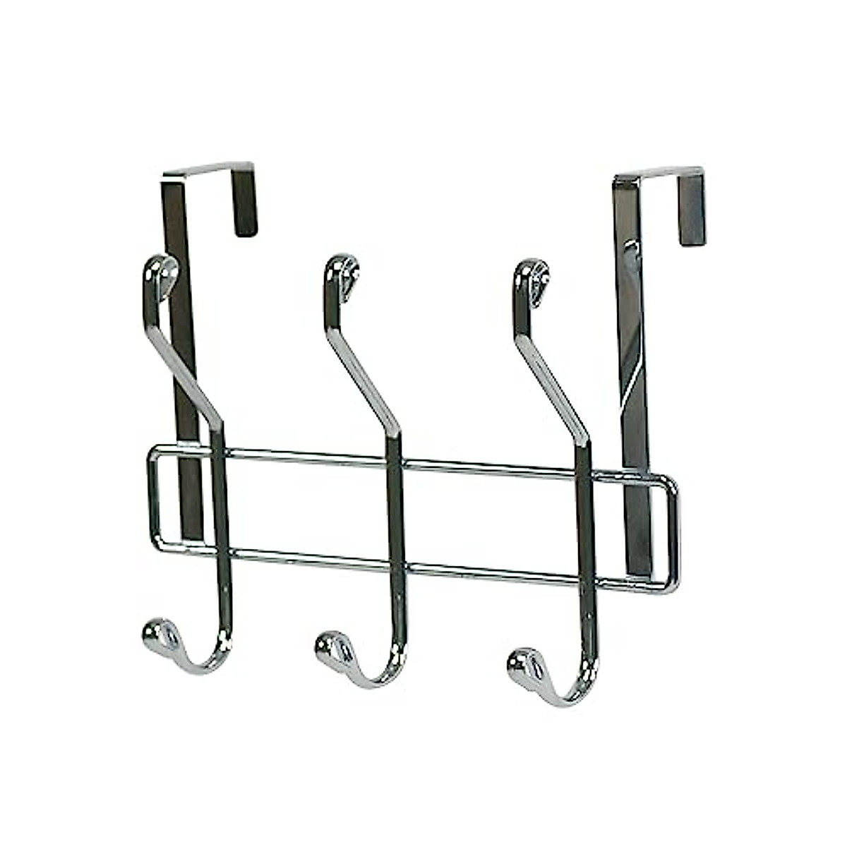 Home Basics 3 Dual Hook Over the Door Hanging Organizing Rack, Multi-purpose for Hanging Clothes, Towels, Coats, Rust Resistant, Chrome