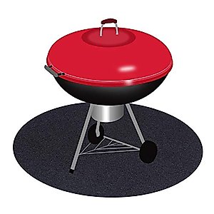 Round Under Grill Splatter Mat, Fireproof Heat Resistant BBQ Gas Grill Garage Cabinet Protective Floor Mat Rug for Outdoor Backyard Deck Patio 27’’x27’’/36’’x36’’ (27‘’x27‘’)